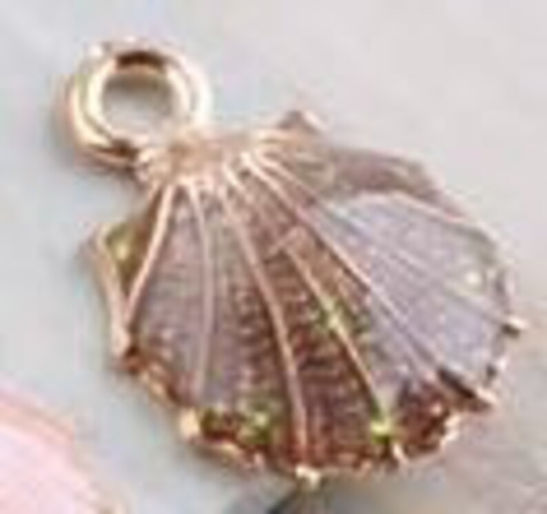 Gold and Resin Shell Charm Purple Set of 2 13mm X 19mm Pendant Jewelry ...