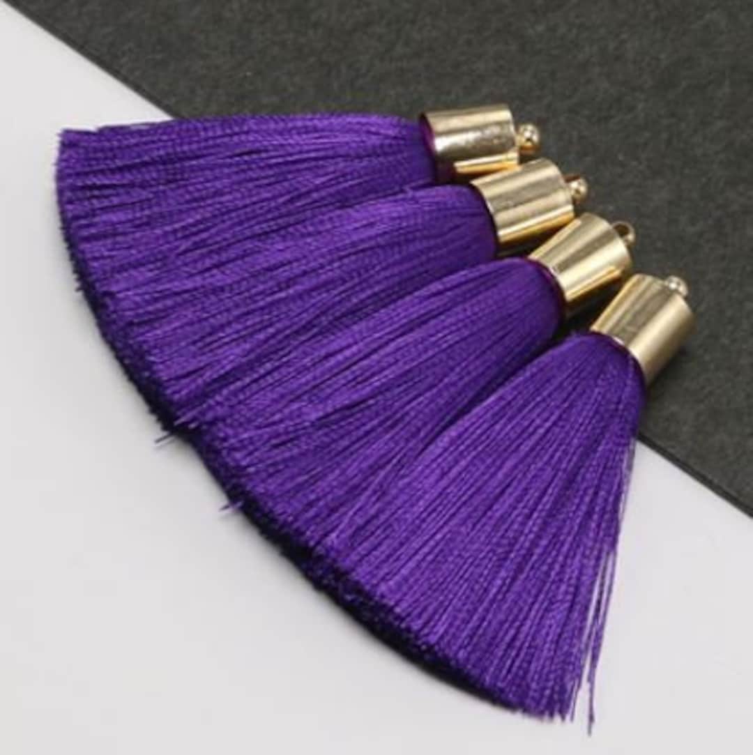 Purple Silk Tassels Set of 4 5cm Champagne Gold Tassel Cap Jewelry ...