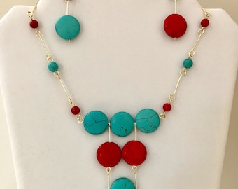 Red jewelry set | Etsy