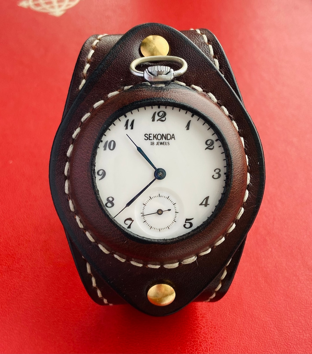 Leather Genuine Strap , Pocket Watch Vintage Seconda , Steampunk ...
