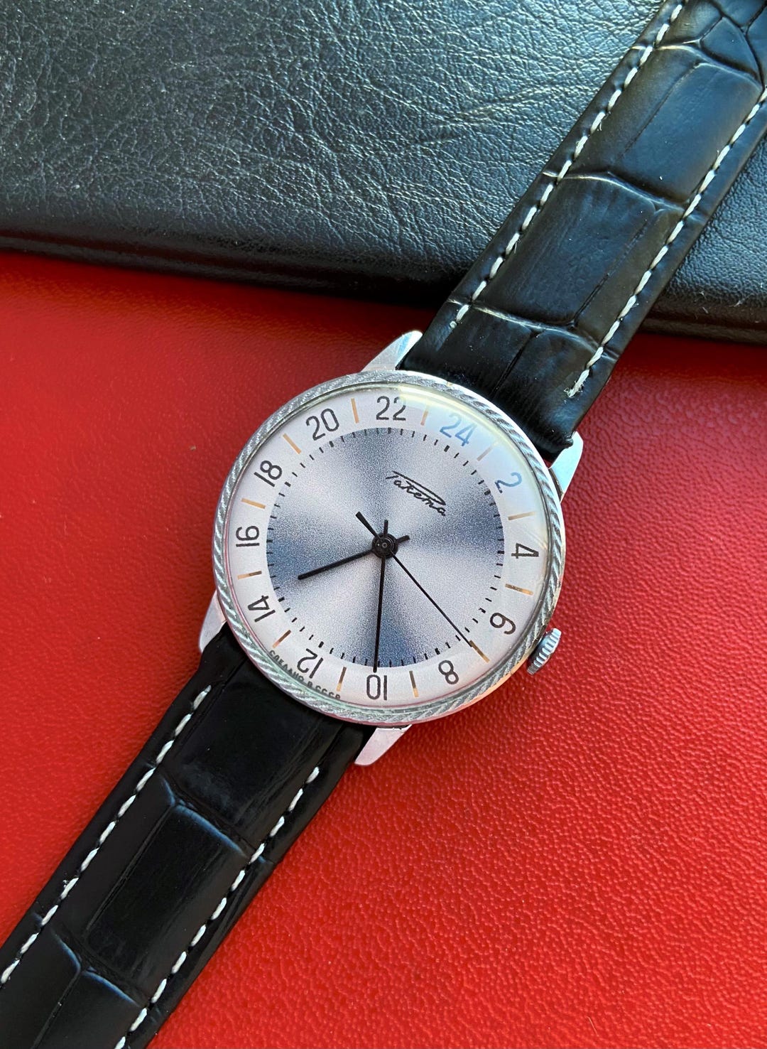 Raketa 24 Hour Watch, Vintage Soviet Watch, 24 Hours Dial Watch, Men's ...