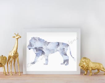 Watercolor lion | Etsy