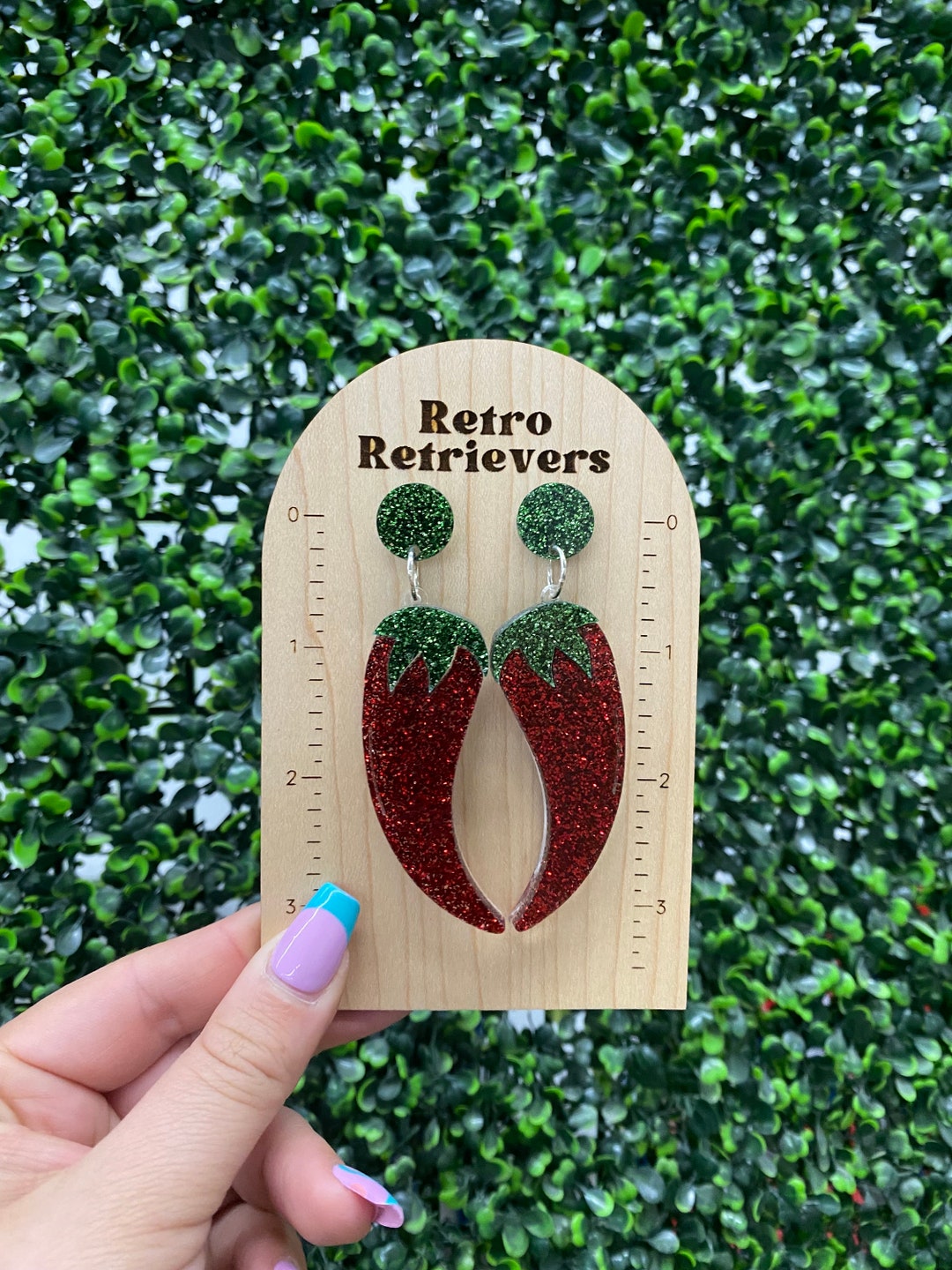 Glitter and Sparklet Red Chili Pepper Dangle Laser Cut Acrylic Earrings ...