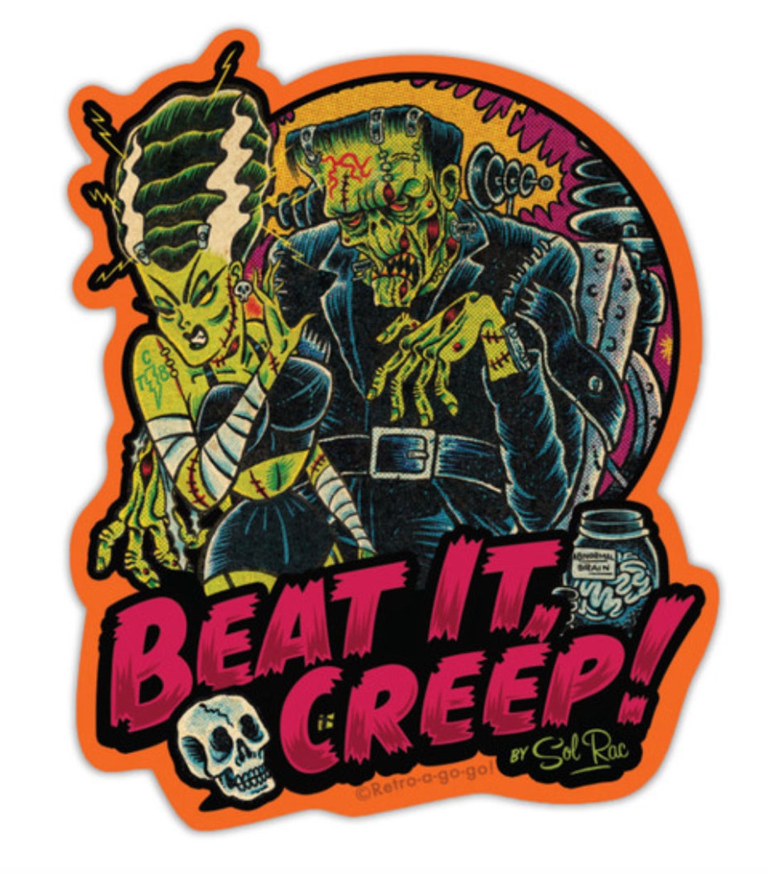 Frankenstein and Bride, Beat It Creep Vinyl Sticker - Etsy