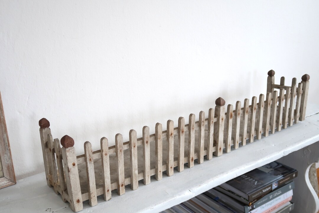Antique Handmade Wooden Fence for Window Sill Large Chippy White Grille ...