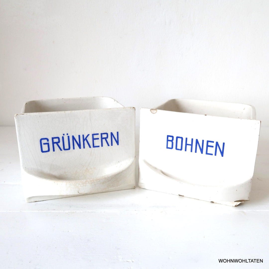 2 Large Antique Ironstone Boxes White Storage Jars Ceramic Container ...