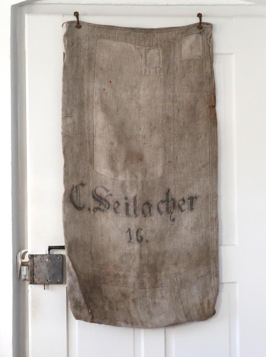 Antique German Linen Sack Large Bag With Double Sided Calligraphy Hand ...