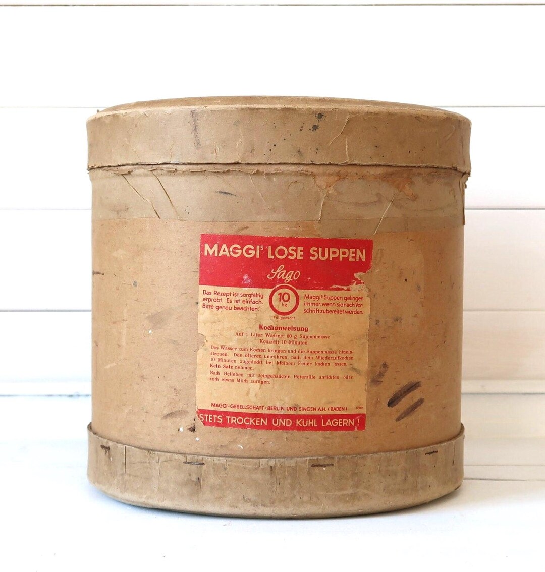 Vintage XL Storage Box MAGGI 1940 Soup Container Cardboard Box Corner ...