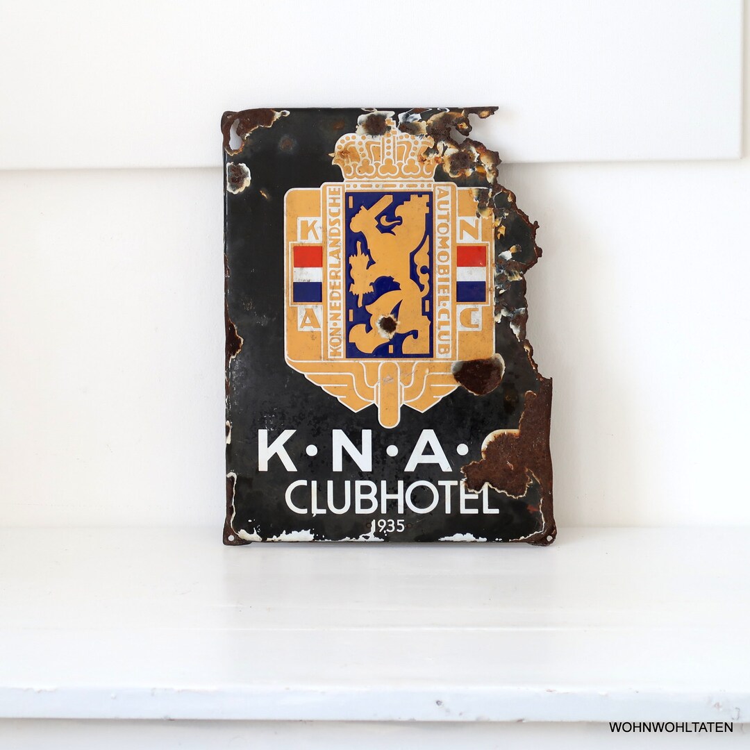 Antique Hotel Shield Sign 1935 Rare Dutch Enameled Billboard Automobile ...