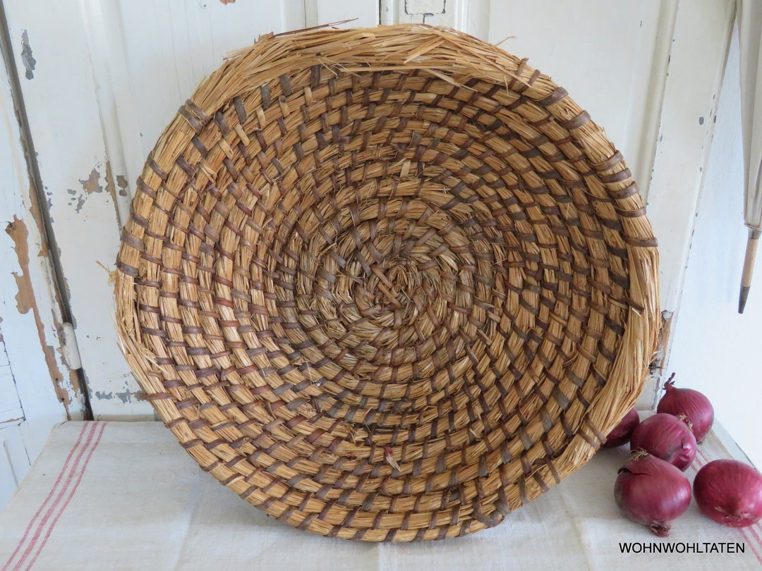 German Antique Handmade Straw Basket Huge Coil Rye Basket - Etsy