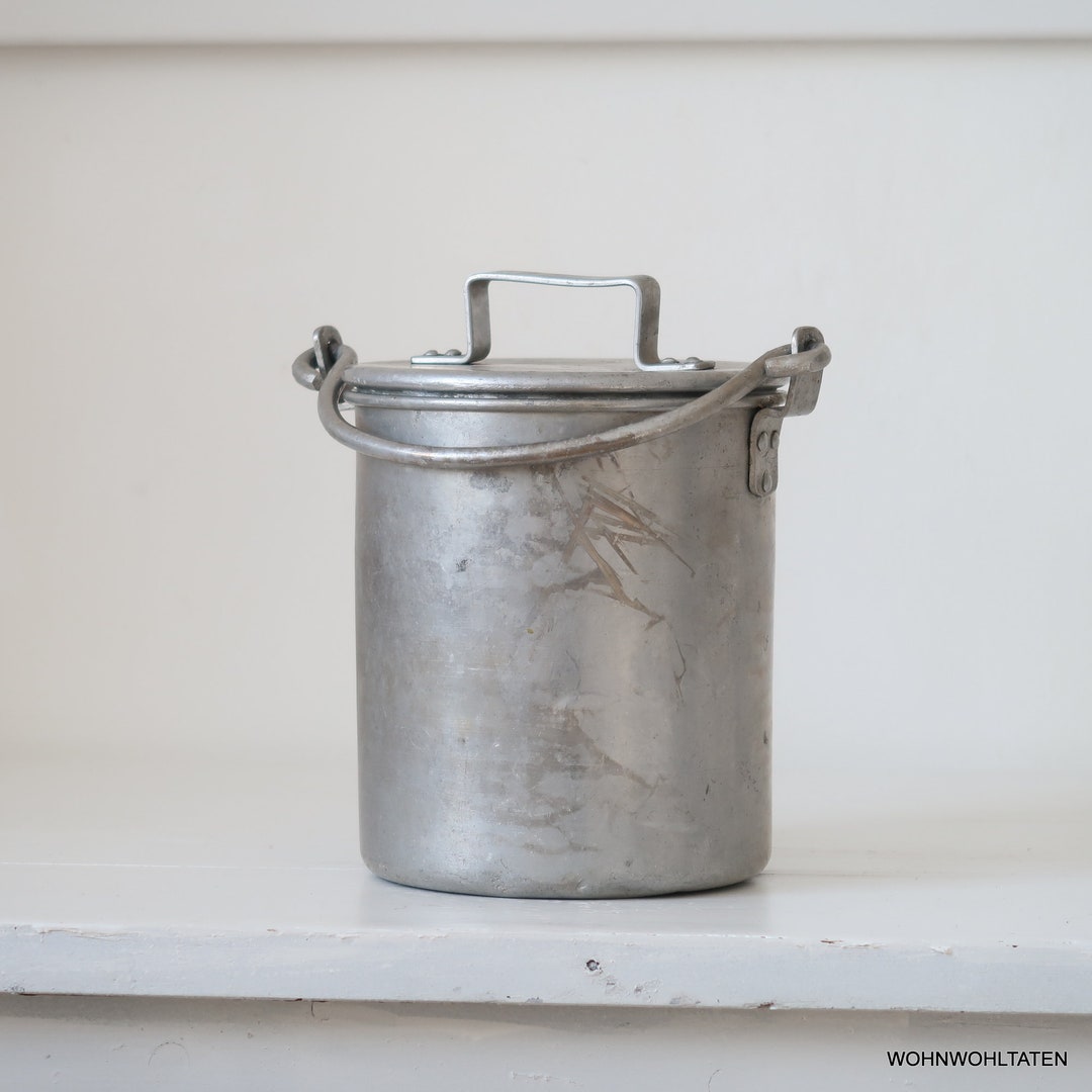Antique Gray Aluminum Bucket Simple Food Container With Lid - Etsy