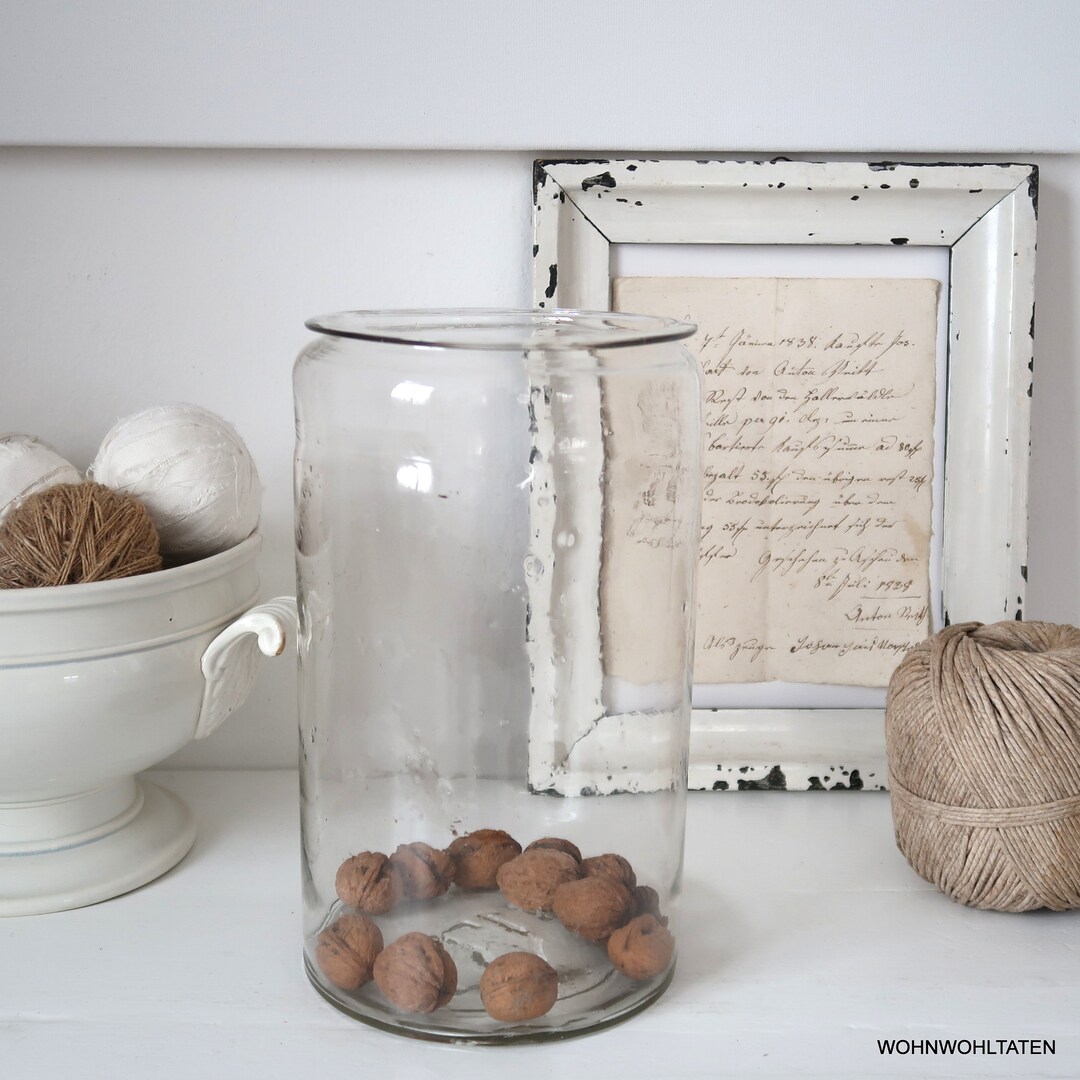 Antique Hand Blown XXL Binder Jar Simple Storage Pot Huge Farmhouse ...