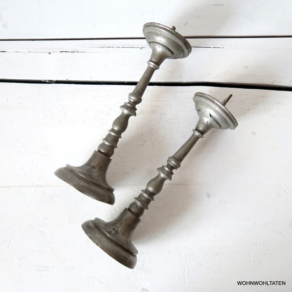Antique Pewter Candlesticks - Etsy
