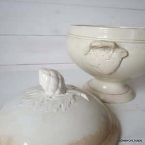 Antique French Ironstone Tureen Cream White Soup Bowl With Lid Tea ...