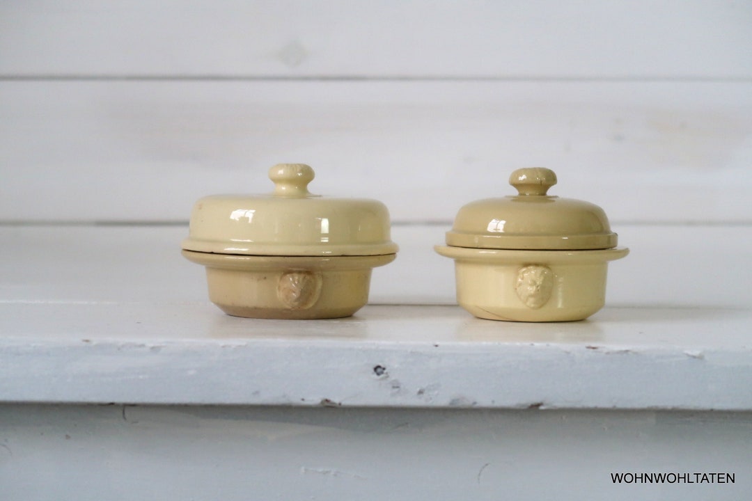 2 Antique French Pâté Molds Small Tureens Ironstone Container for Liver ...