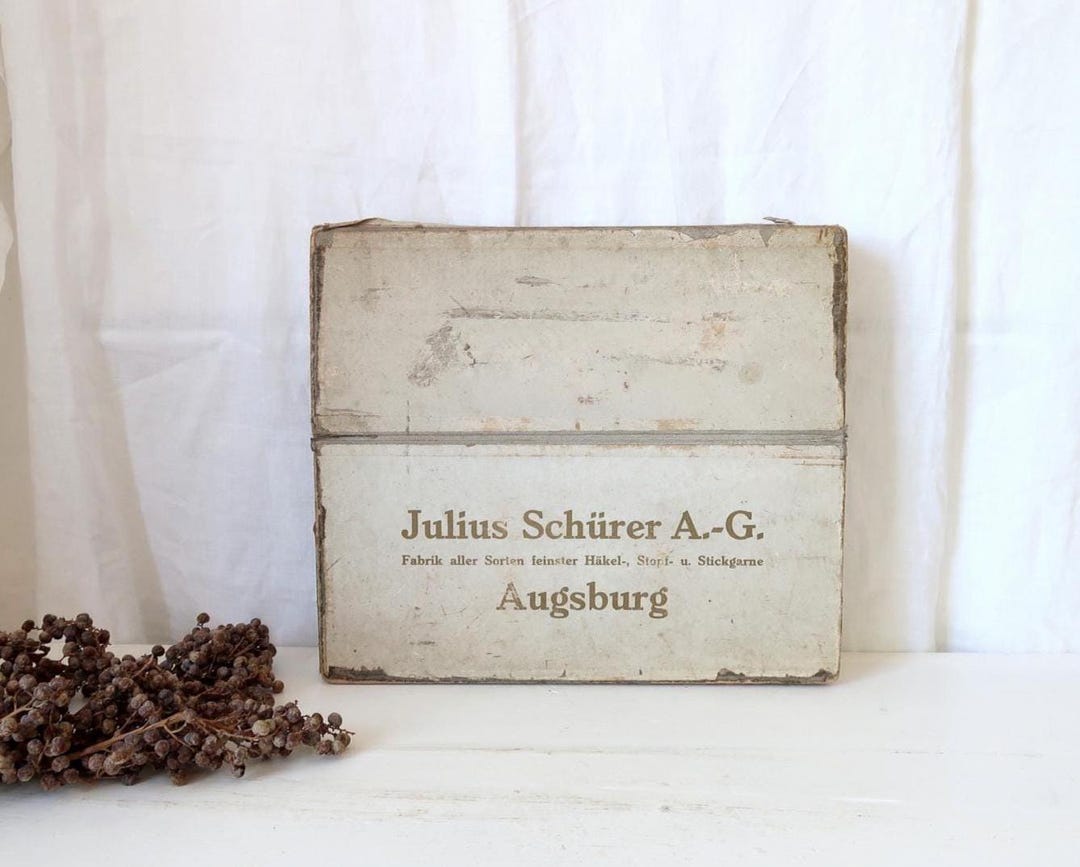 Large Antique Haberdashery Box White Tattered Button Box Cardboard Box ...
