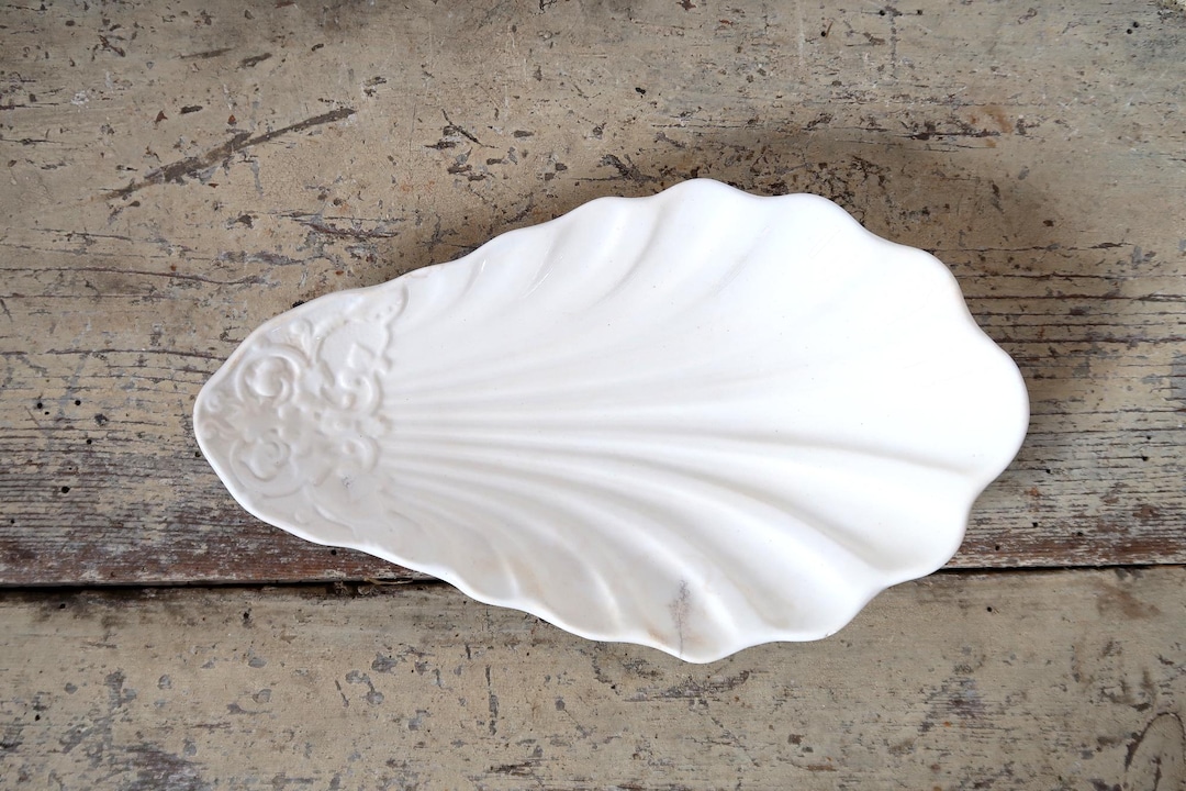 Antique Ironstone Dish White Seashell Ravier Boch Freres Side Dish ...