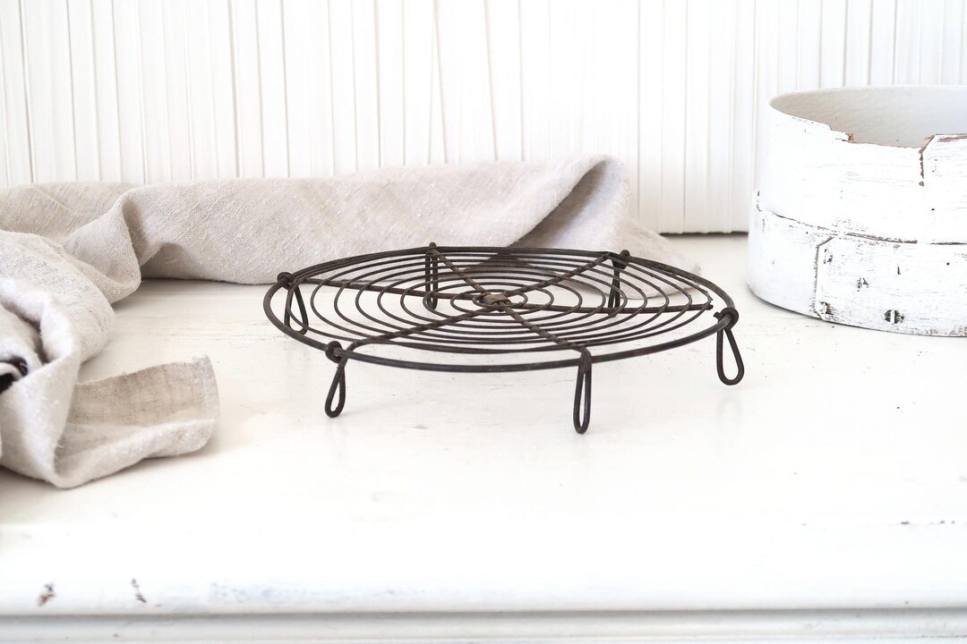 Vintage French Wire Coaster Cooling Rack Fil De Fer Round Tray Cake ...