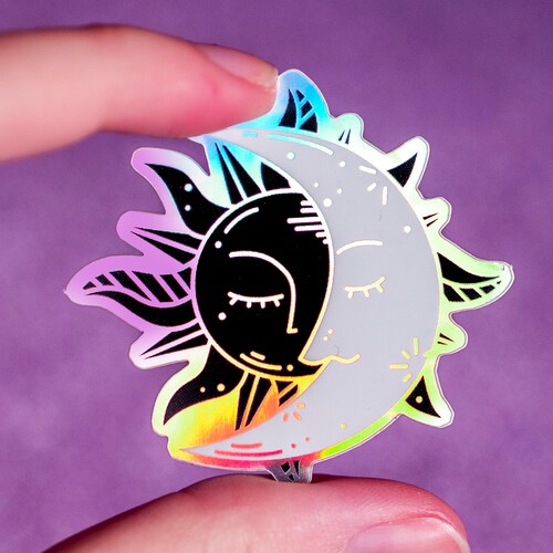 Black Cat Holographic Sticker midnight Stroll - Etsy