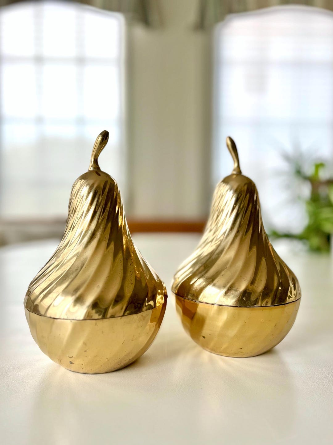 Pair of Brass Pear Decorative Containers - Etsy