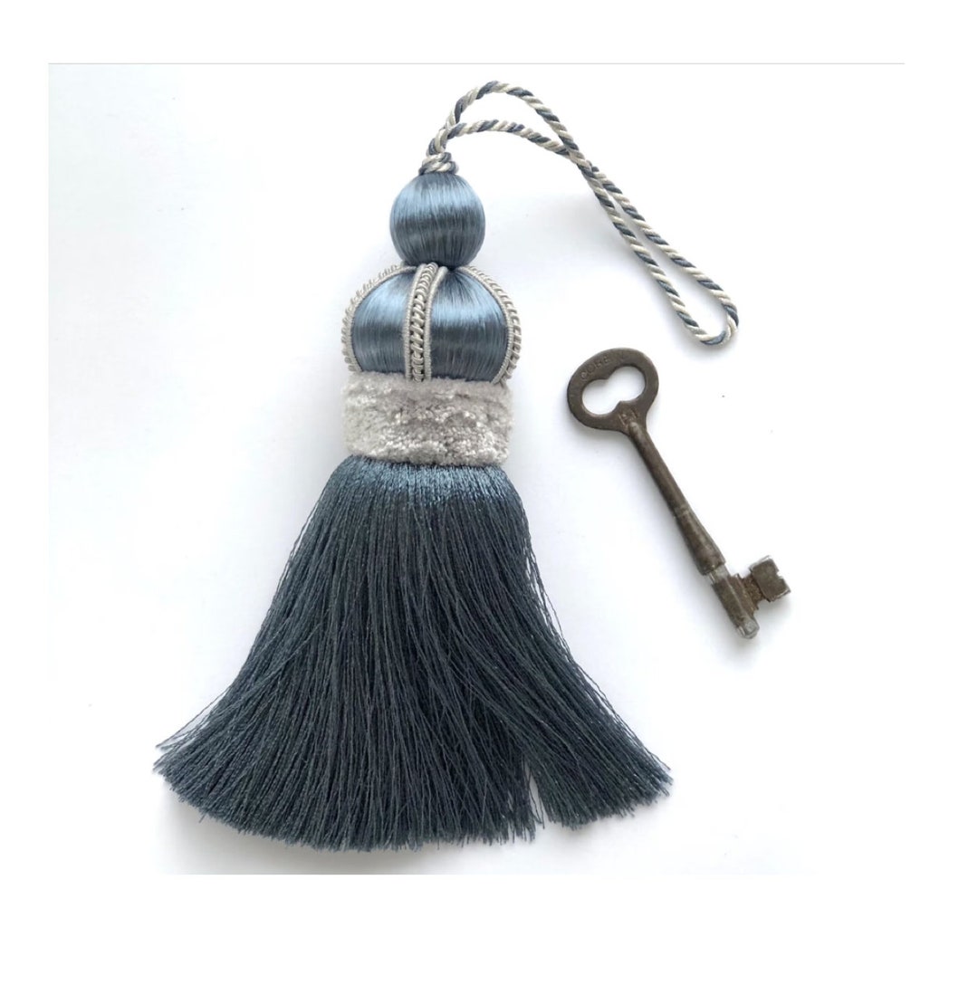 Blue Key Tassel W Cut Velvet Ruche Tassel Height 5.75 - Etsy