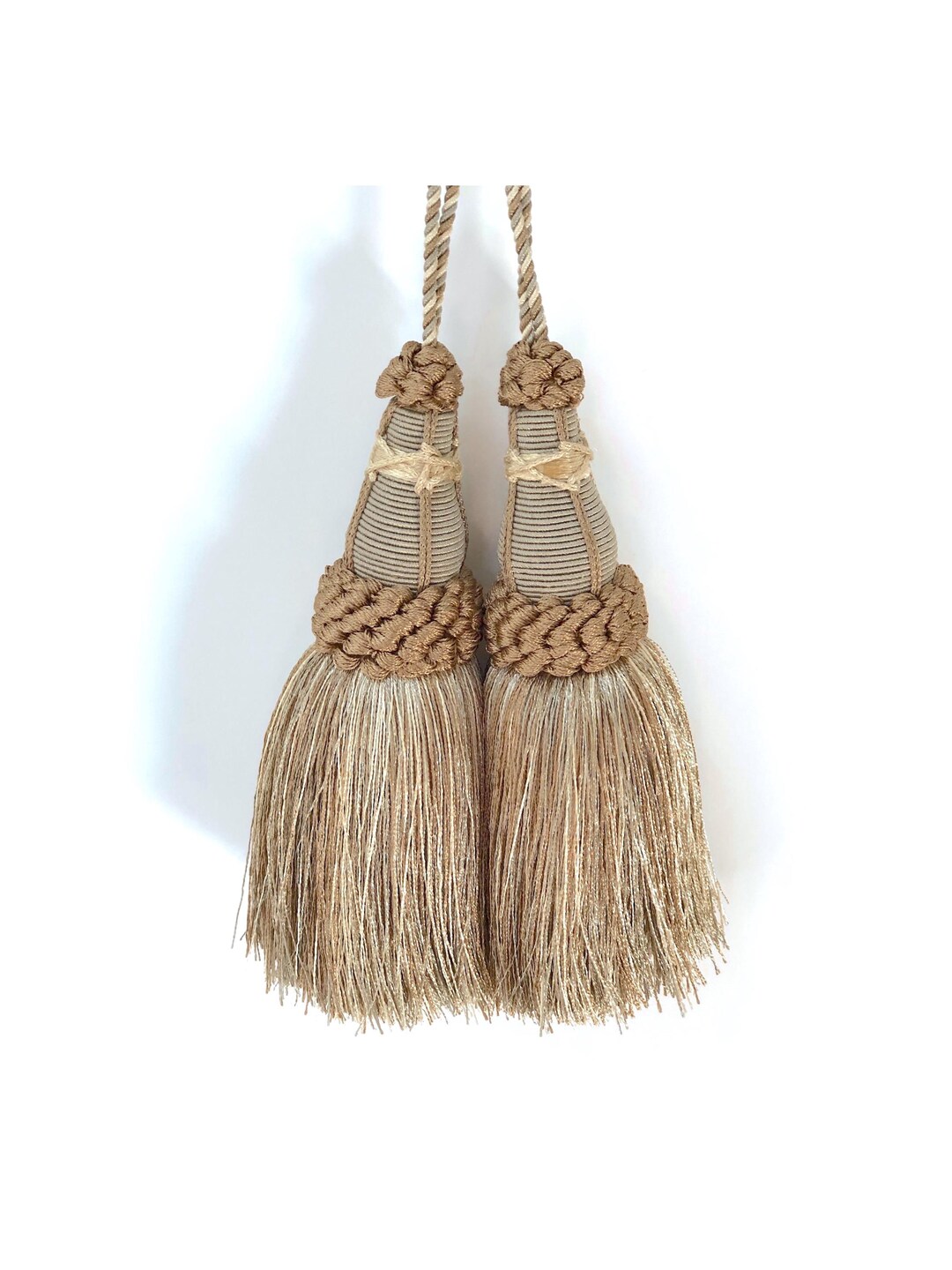 Pair of Key Tassels in Sage -bronze Color - Etsy