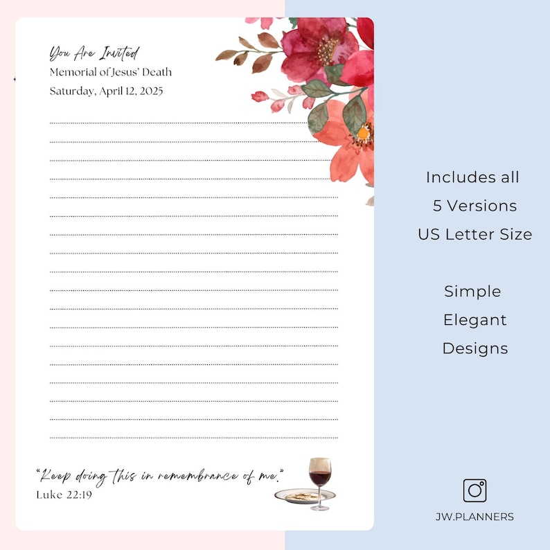 JW Letter Writing Paper | JW Memorial Letterhead | Memorial Invitation ...