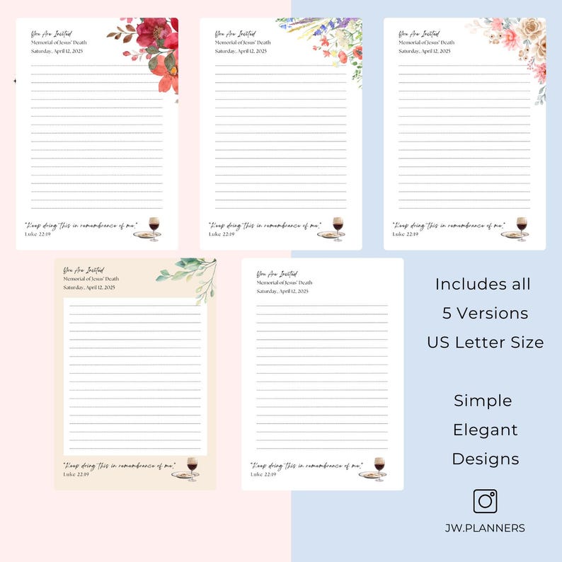JW Letter Writing Paper | JW Memorial Letterhead | Memorial Invitation ...