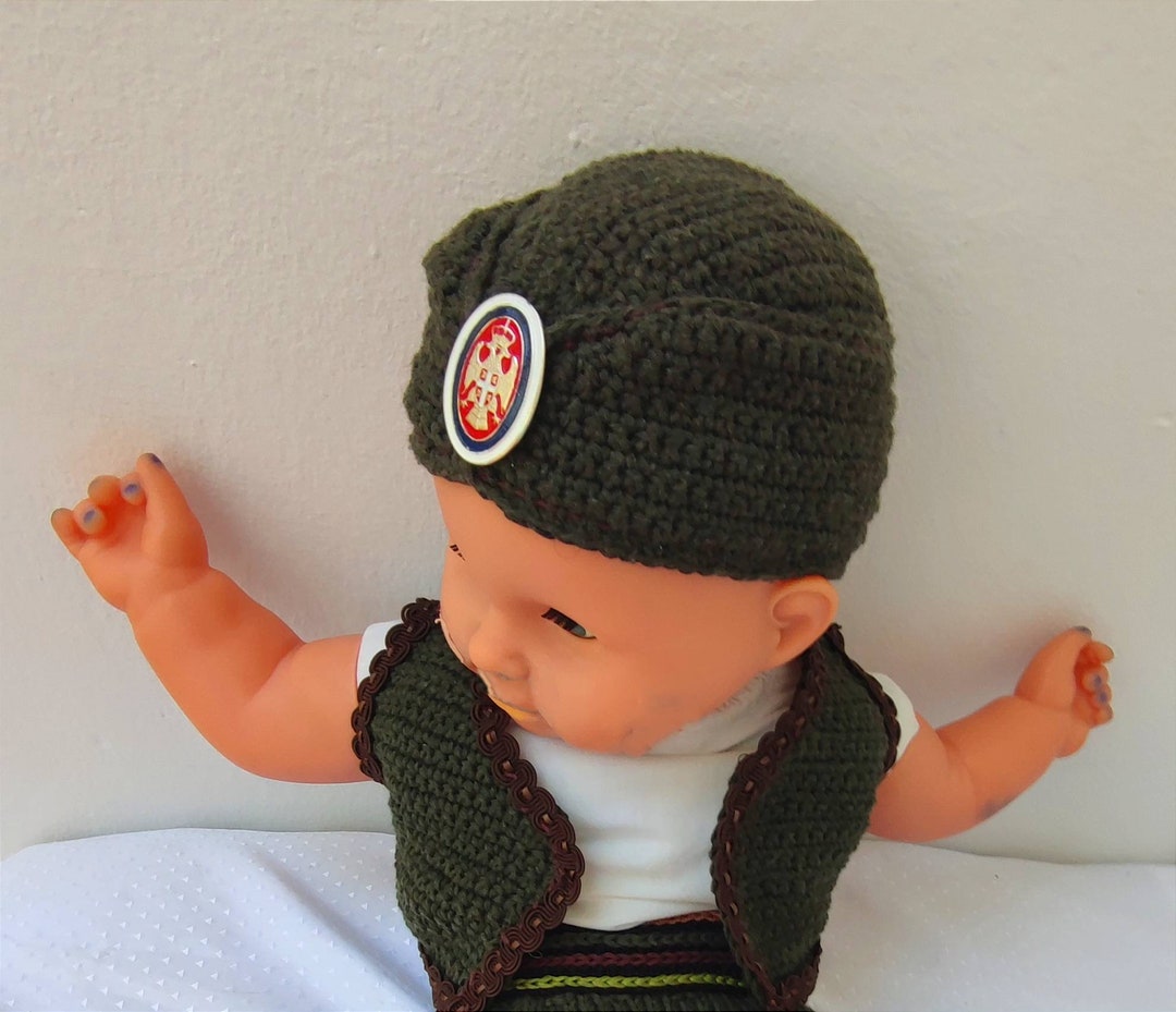 Crochet Baby Sajkaca With Kokarda Serbian Baby Sajkaca Traditional Hat ...