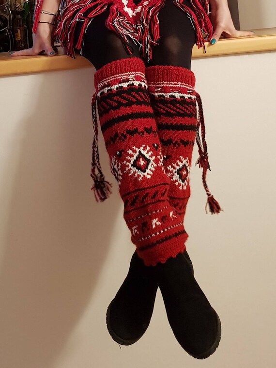 Serbian Gifts Knit Legwarmers Wool Footless Serbian | Etsy