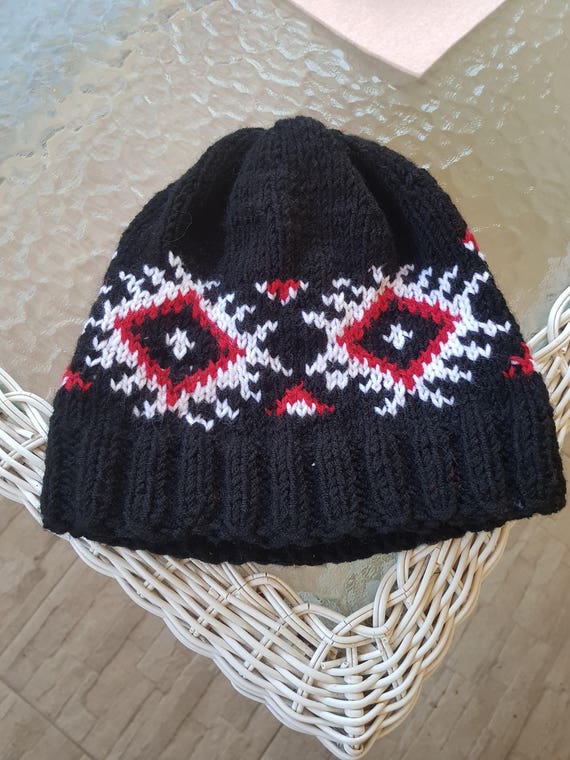 Serbian souvenir cap Black knit hat Serbia etno hat Serbian | Etsy