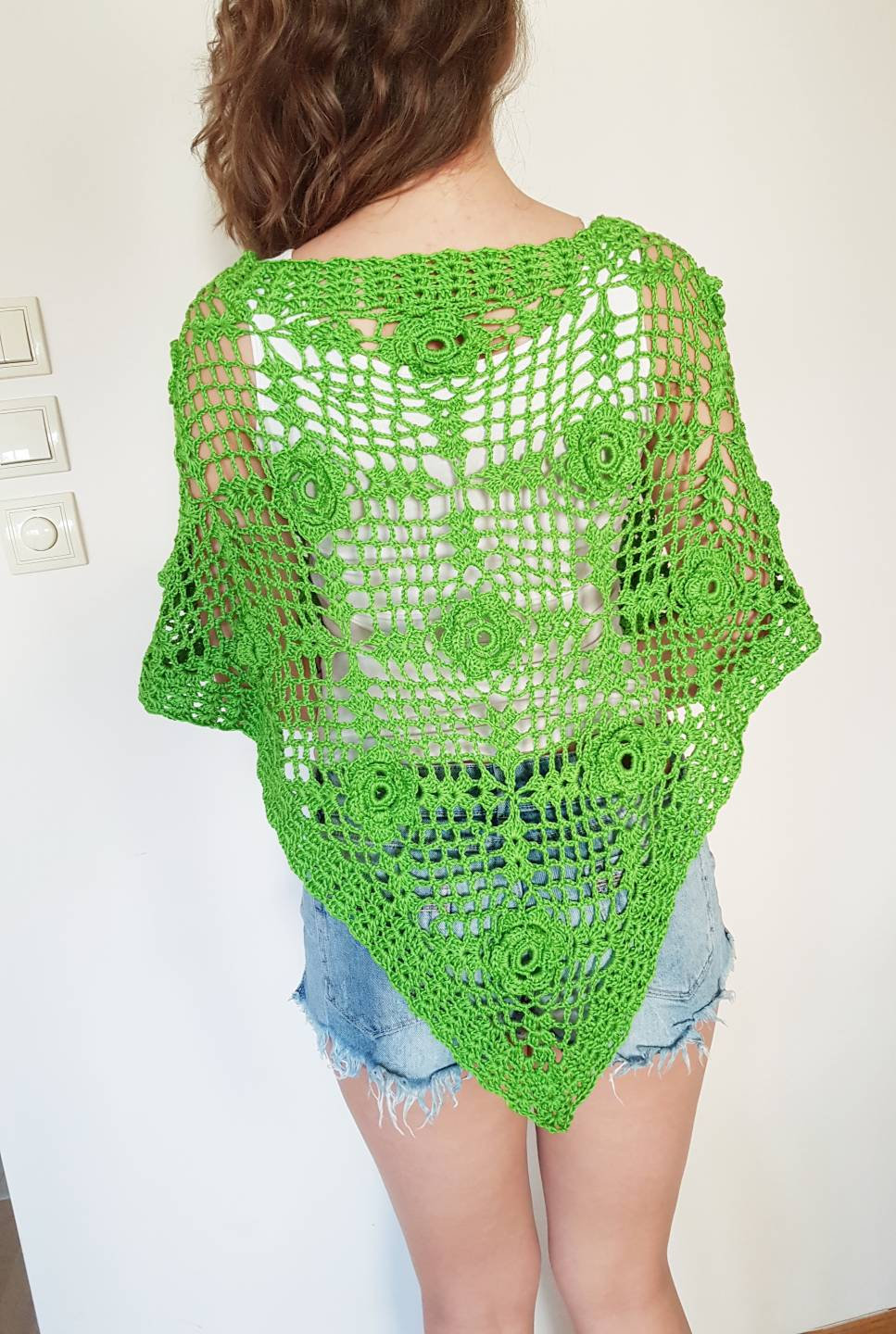 Crochet poncho Lace poncho Beach cover up Bohemian clothes | Etsy