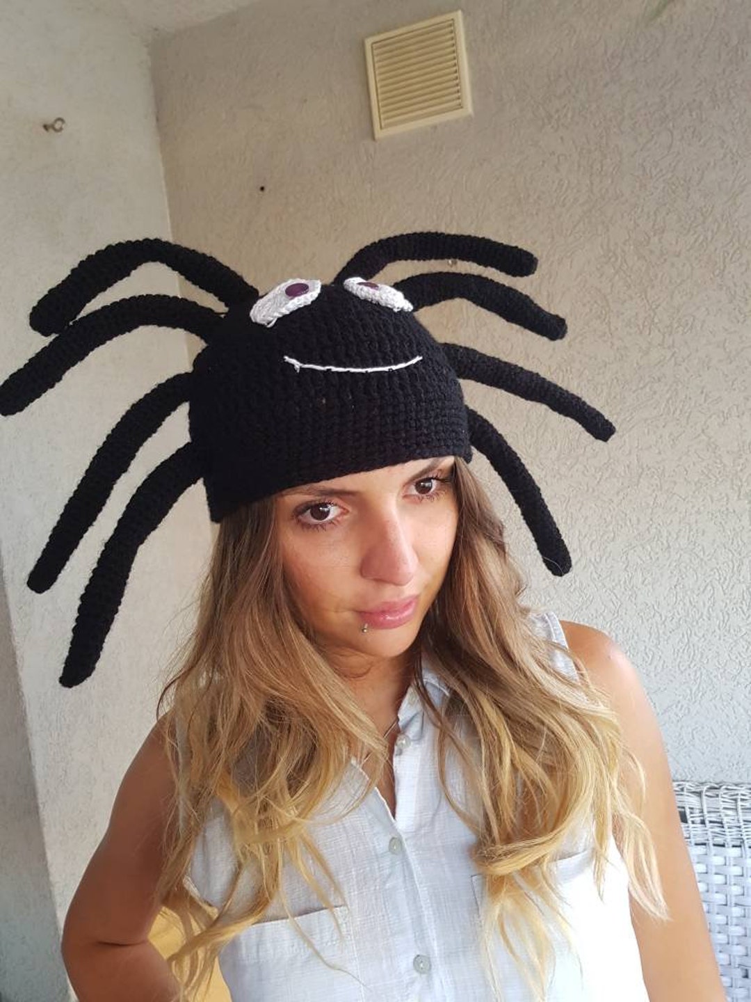 Haloween Hat Spider Hat Unisex Black Hat Crochet Spider Beanie ...