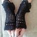Black Fingerless Lace Gothic Mittens Crochet Lace Cuffs Bridal ...
