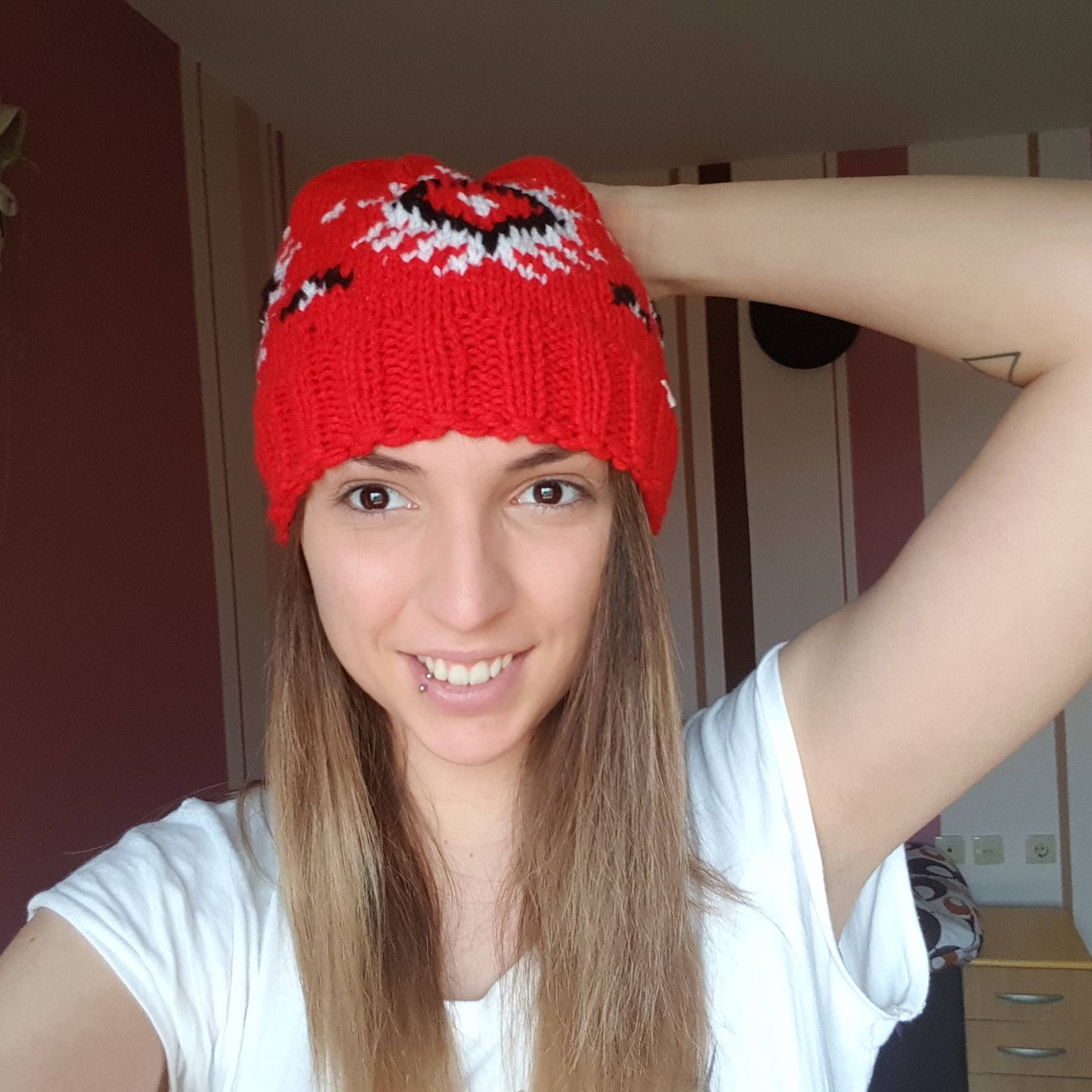 Red Winter Hat Serbian Gift Serbian Knit Beanie Balkan Ethno - Etsy