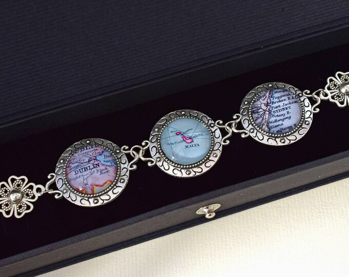 Custom Map Bracelet. CHOOSE YOUR PLACE. Wedding, Anniversary, Christmas ...