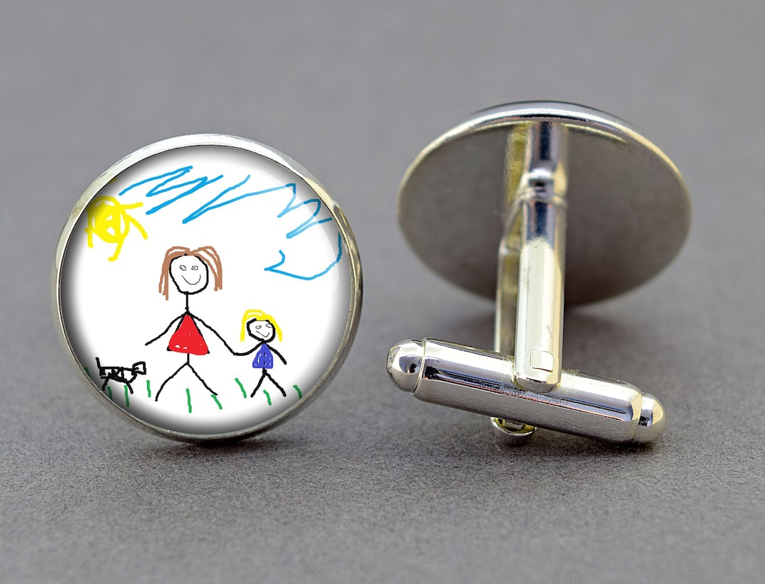 Childs Drawing Cufflinks Custom. Personalised Unique Gift. Anniversary ...