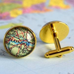 Map Cufflinks, Gold Plated, Personalised Custom Vintage Map Design ...