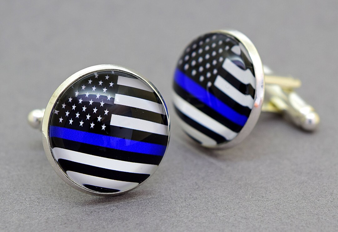 Thin Blue Line Cufflinks. Police Charity. United States Flag. USA ...