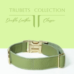 Personalized Leather Green Dog Collar, Custom Green Leather Dog Collars ...