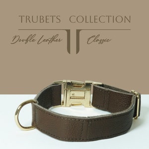 Set Double Leather Dog Collars Personalized, Padded Custom Leather Dog ...