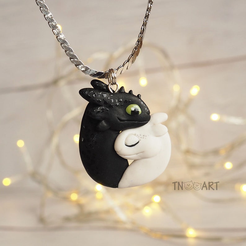 Night Fury Toothless and Light Fury together Love Pendant / | Etsy