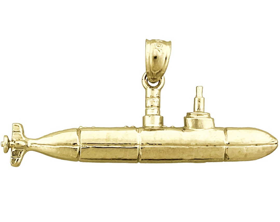 14K Gold Submarine Pendant - Etsy
