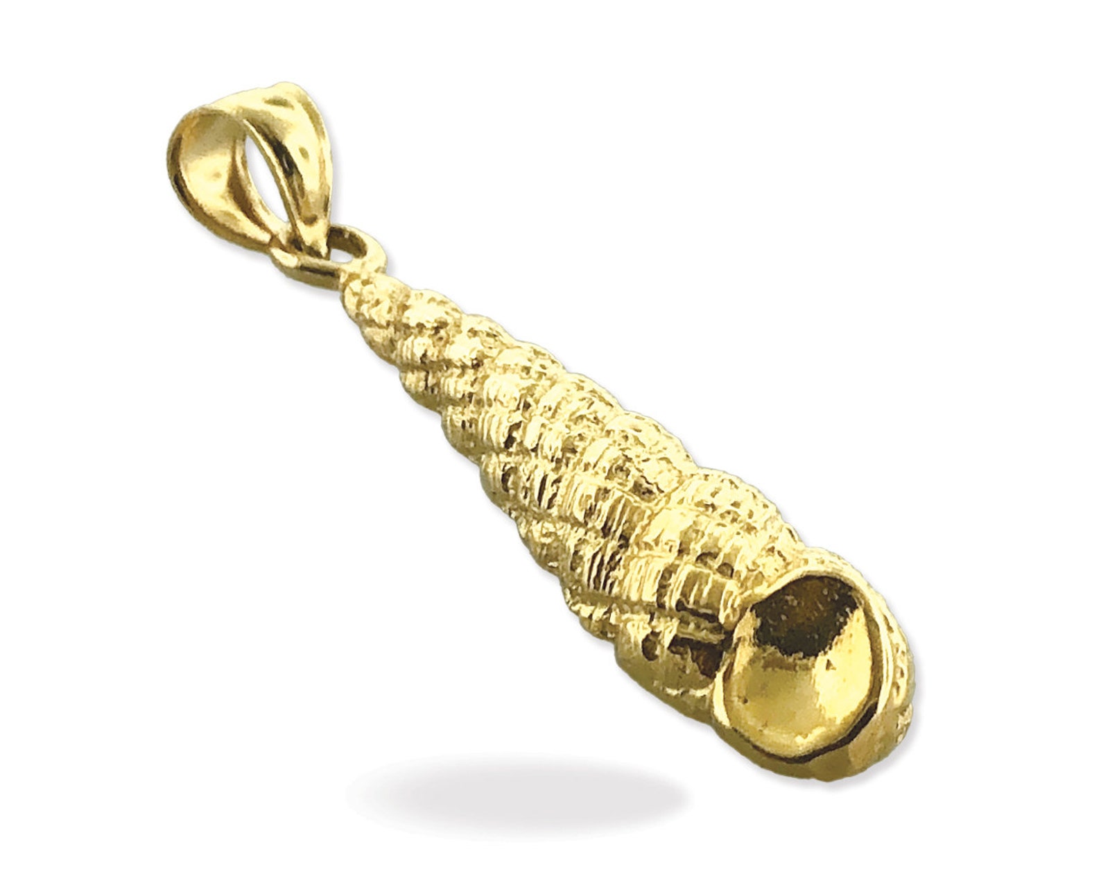 14K Gold Gastropod Auger Mollusk Shell Charm Pendant - Etsy
