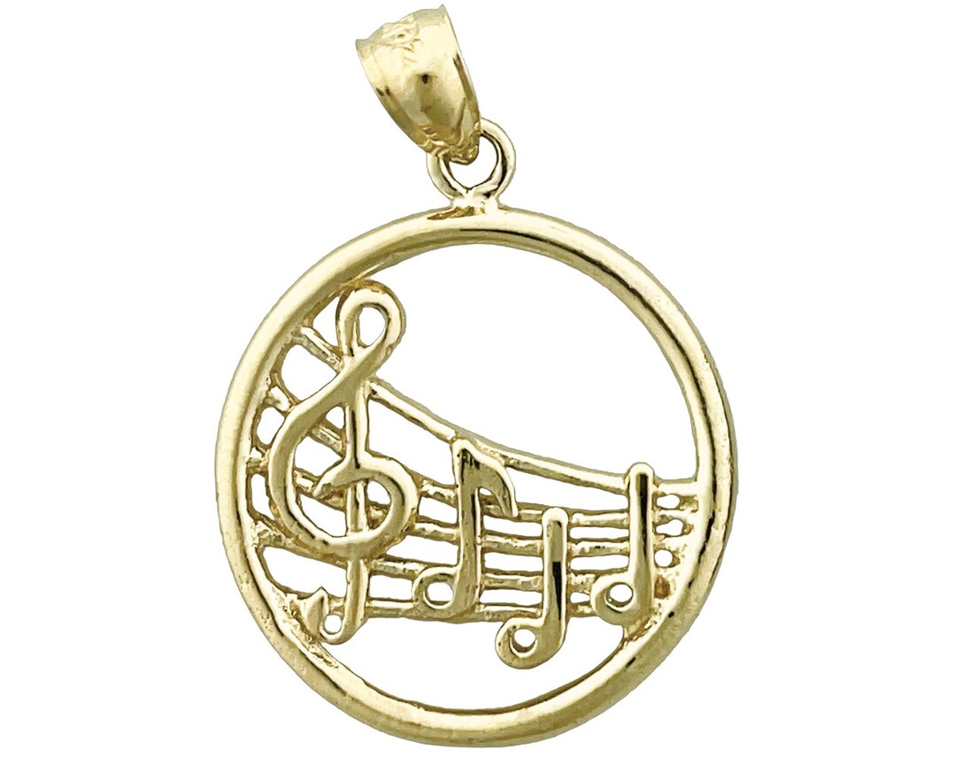 14K Gold Music Notes Pendant - Etsy