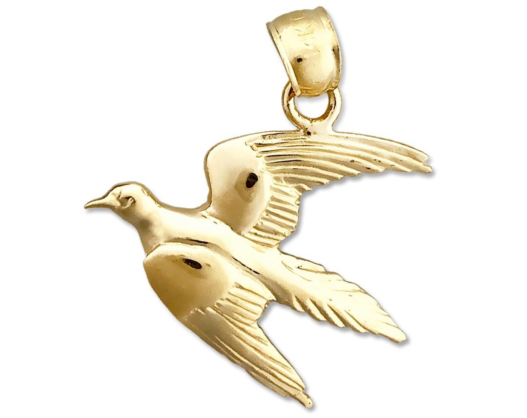 14K Gold Flying Pigeon Pendant - Etsy