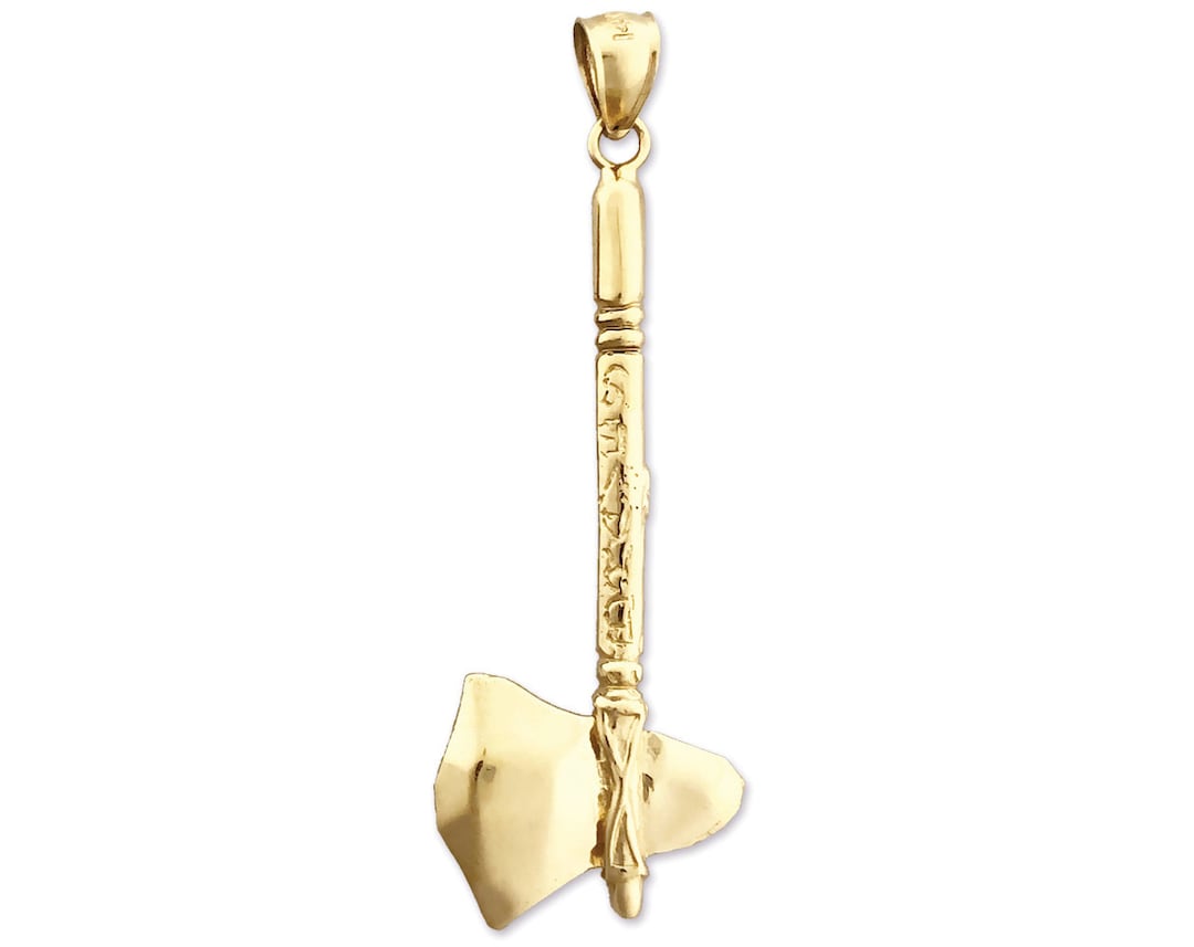 14K Gold Native Indian Tomahawk Pendant - Etsy