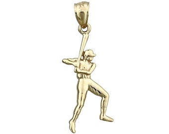 14k Solid Yellow Gold Baseball Charm Sports Pendant Baseball Gift - Etsy