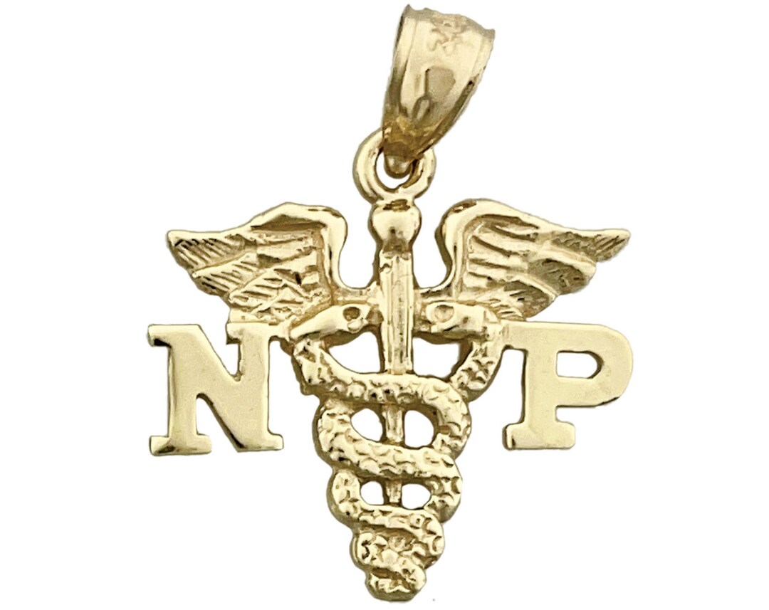 14K Gold NP Nurse Practitioner Caduceus Pendant - Etsy