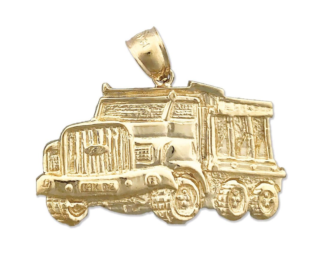 14K Gold 33MM Dump Truck Pendant - Etsy